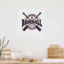 Baseball All Star Team Sport Birthday Party Banner Poster | Zazzle