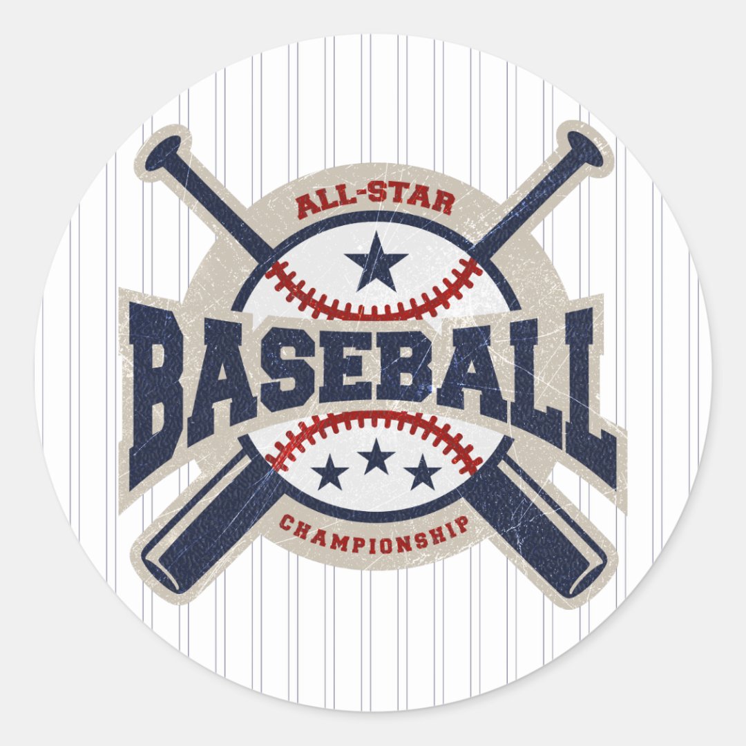 Baseball All Star Team Sport Birthday Party Classic Round Sticker | Zazzle