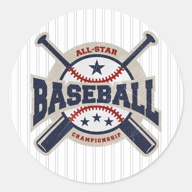Baseball All Star Team Sport Birthday Party Classic Round Sticker | Zazzle