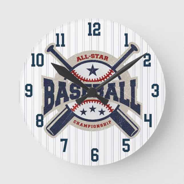 Baseball All Star Team Sport Sports Round Clock | Zazzle