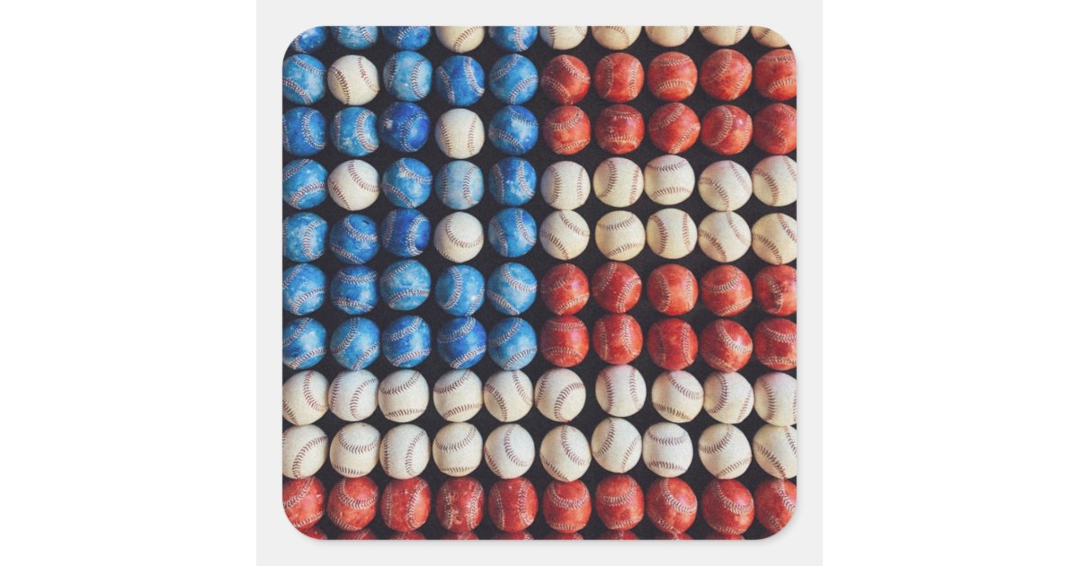 Baseball American Flag Square Sticker | Zazzle