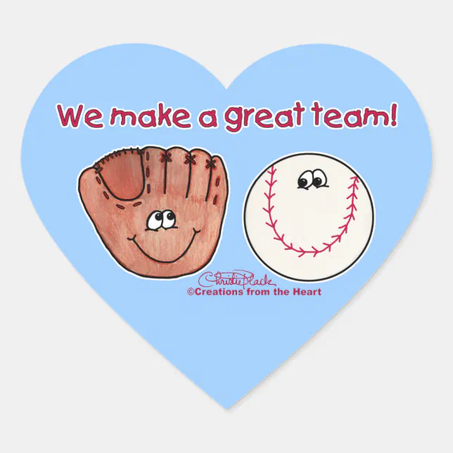Baseball and Baseball Glove Team Heart Sticker | Zazzle