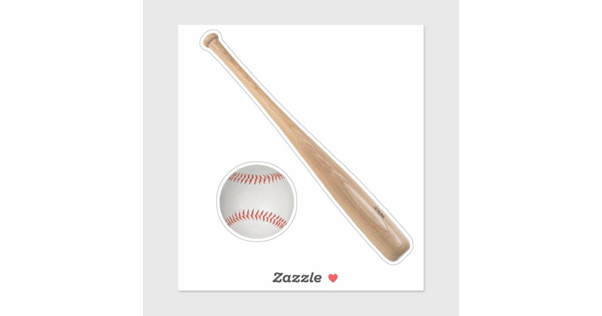 Baseball and Bat Sticker | Zazzle