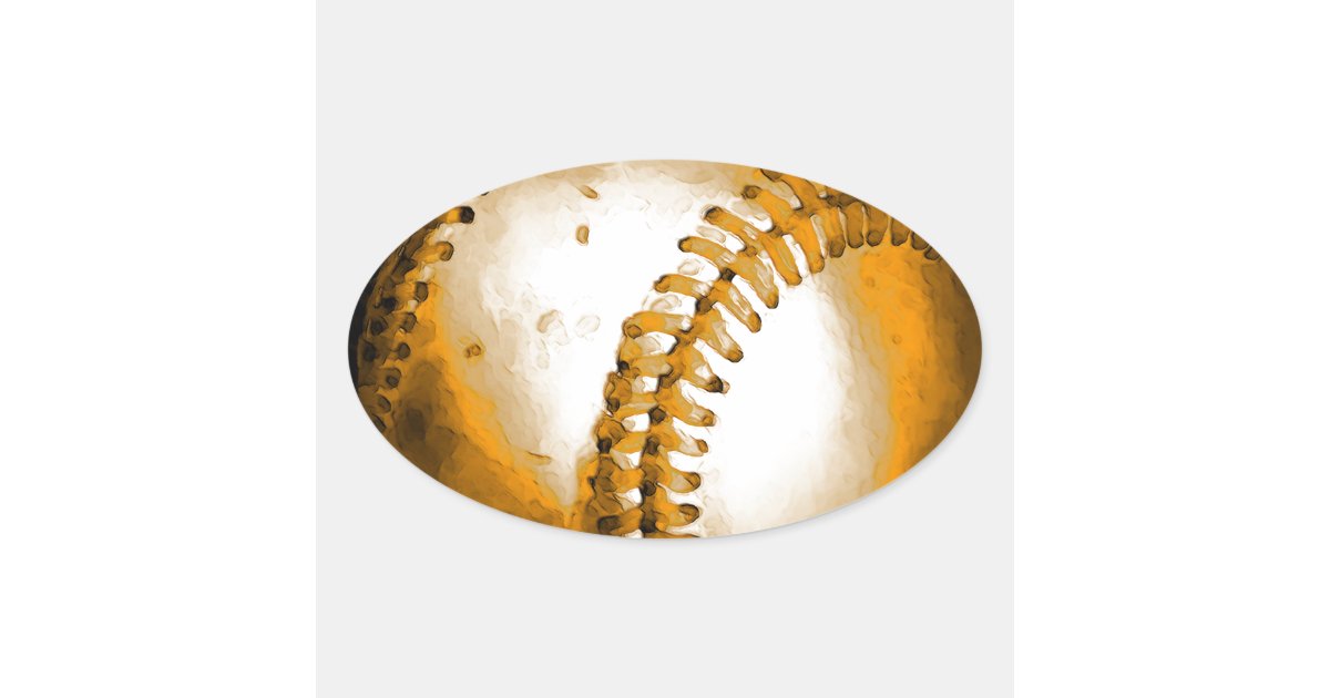 Baseball Artwork Oval Sticker | Zazzle