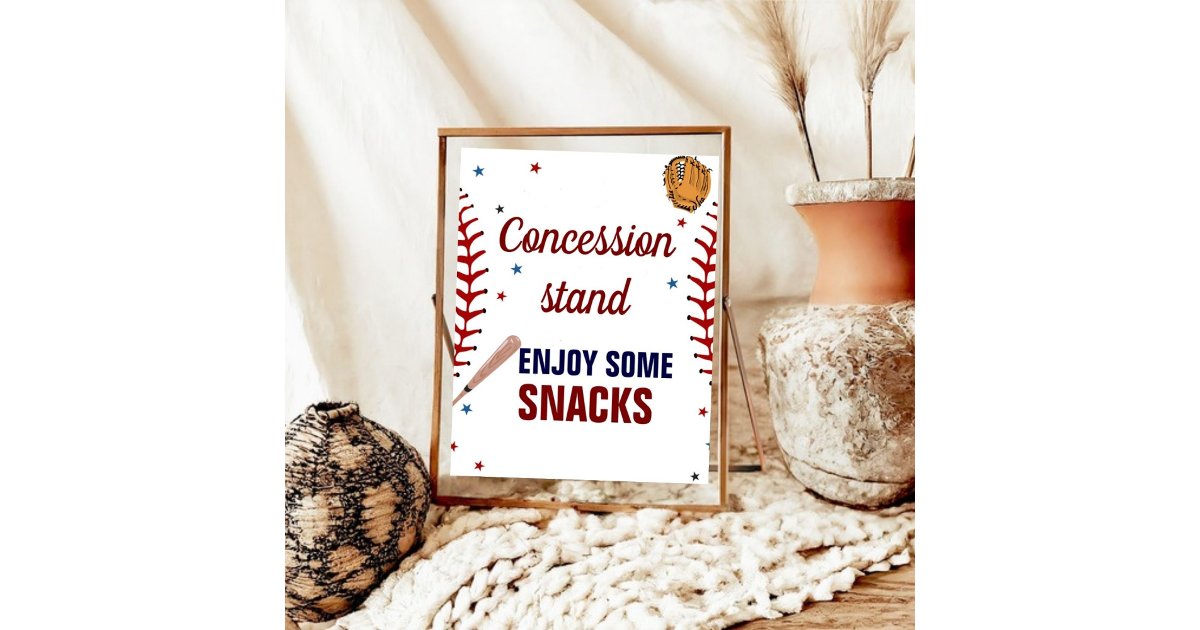 Baseball Baby Shower Concession Stand Sign Sports | Zazzle