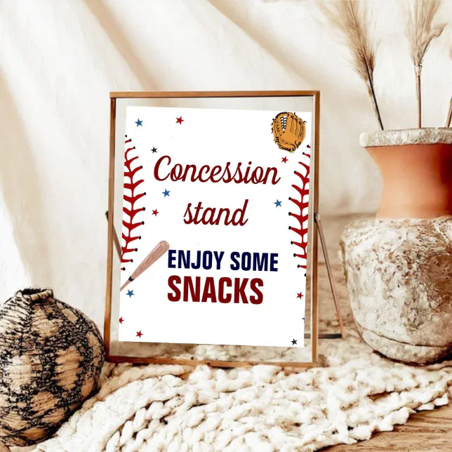 Baseball Baby Shower Concession Stand Sign Sports | Zazzle