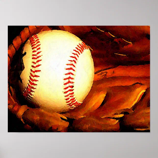 Baseball Ball Artwork Poster | Zazzle