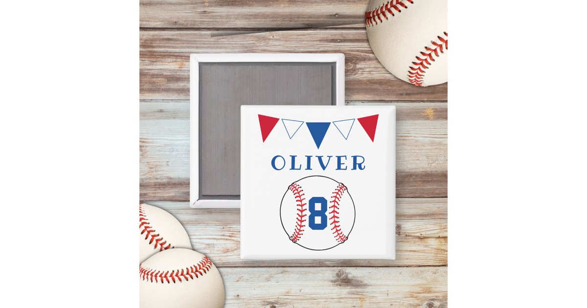 Baseball Ball Bunting Flags Kids Birthday Magnet | Zazzle