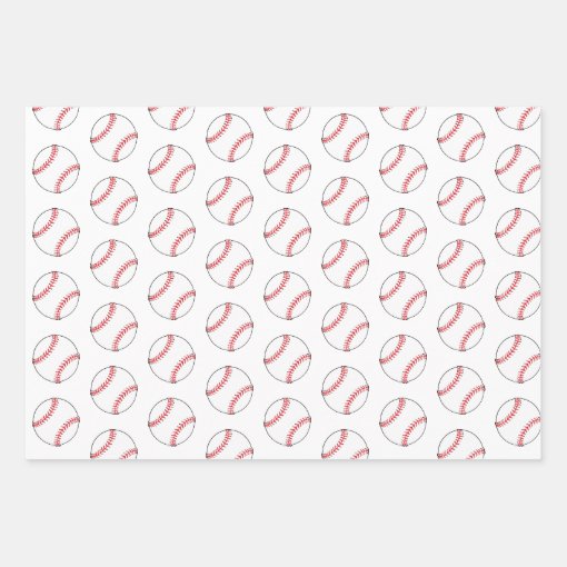 Baseball Ball Pattern Kids Name Birthday Wrapping Wrapping Paper Sheets ...