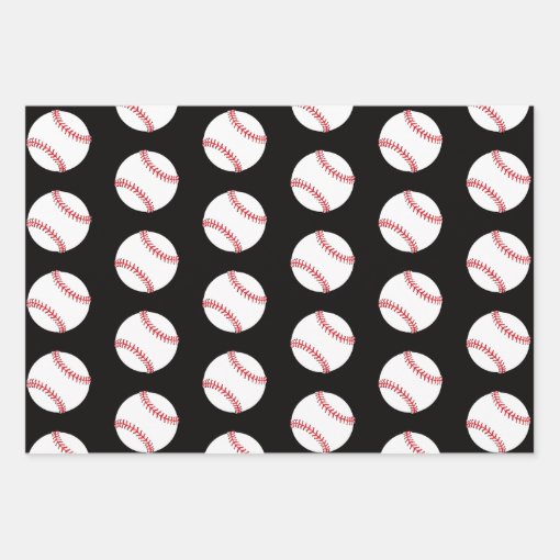 Baseball Ball Pattern Kids Name Birthday Wrapping Wrapping Paper Sheets ...