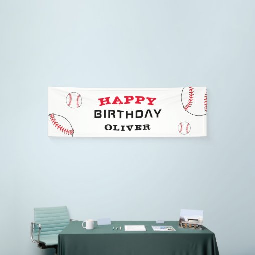 Baseball Ball Sports Kids Birthday Party Banner | Zazzle