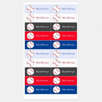 Baseball Ball Sports Name Kids' Labels | Zazzle