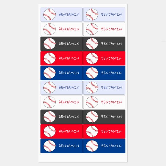Baseball Ball Sports Name Kids' Labels | Zazzle