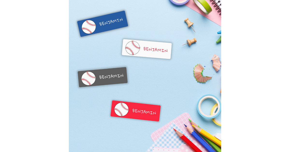 Baseball Ball Sports Name Kids' Labels | Zazzle