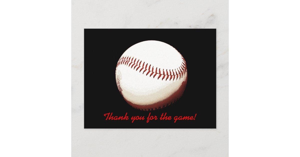 Baseball ball - thank you for the game - postcard | Zazzle
