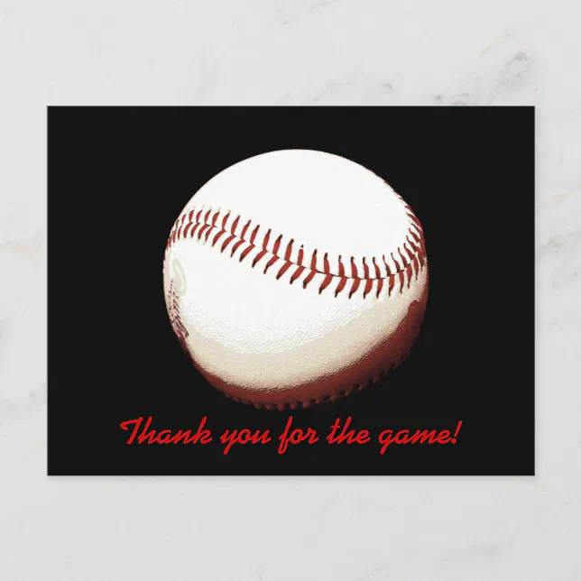 Baseball ball - thank you for the game - postcard | Zazzle