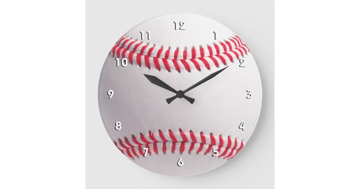 Baseball ball wall clock with numbers | Zazzle