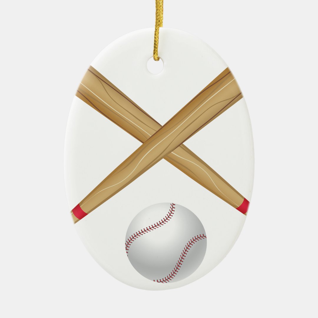 Baseball Bat and Ball Ceramic Ornament | Zazzle