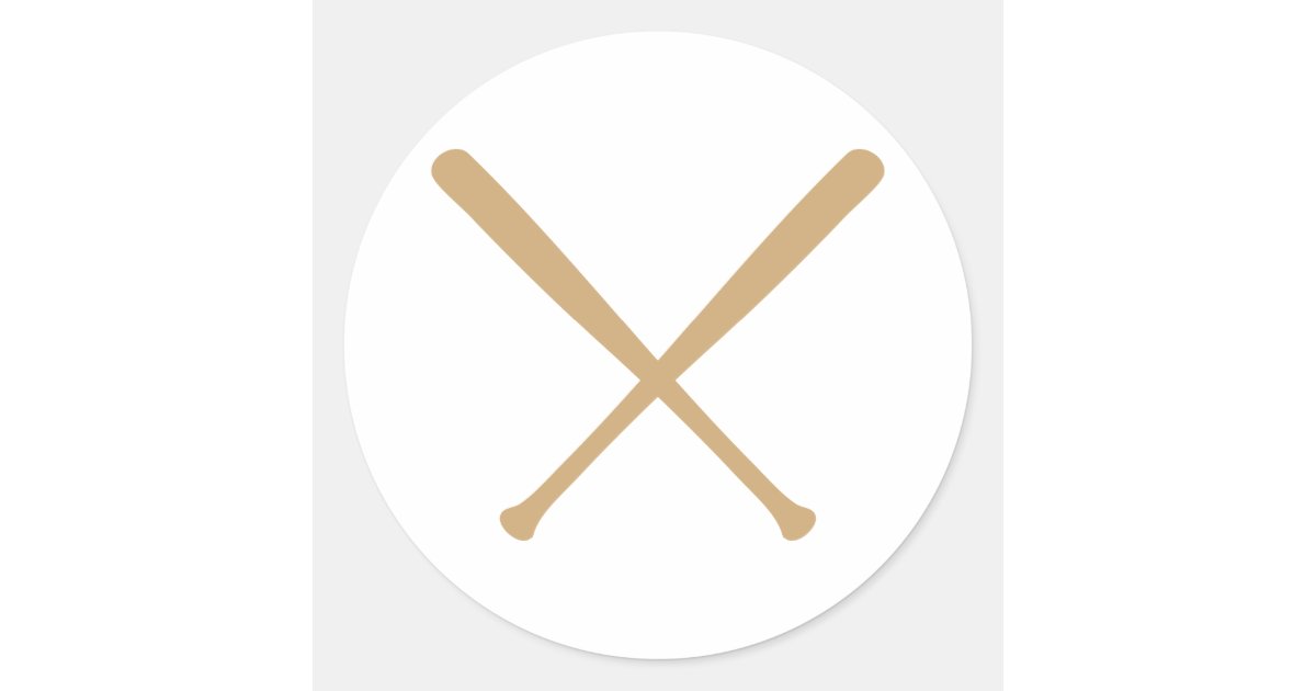 baseball bats crossed classic round sticker | Zazzle