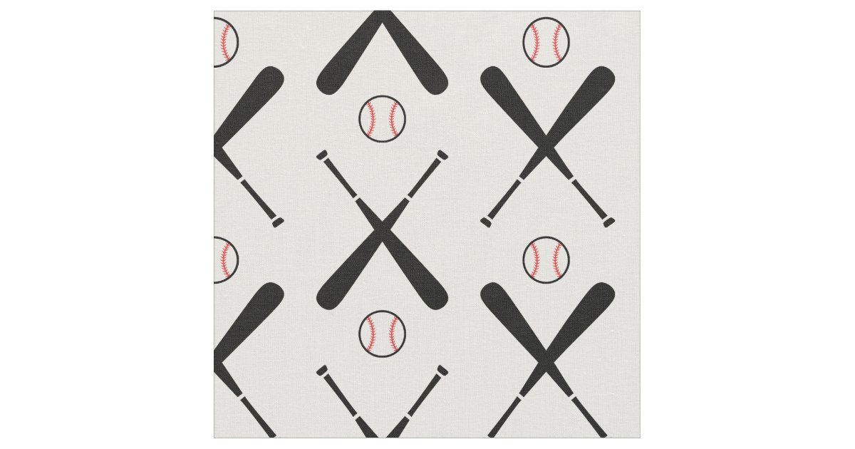 Baseball bats crossed, white - custom size fabric | Zazzle