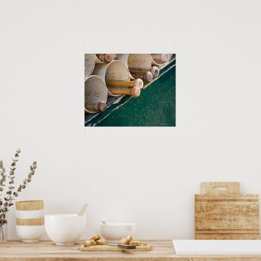 Baseball bats in the dugout poster | Zazzle