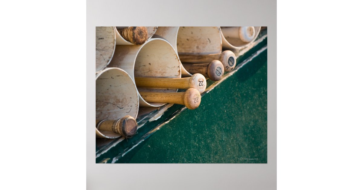 Baseball bats in the dugout poster | Zazzle
