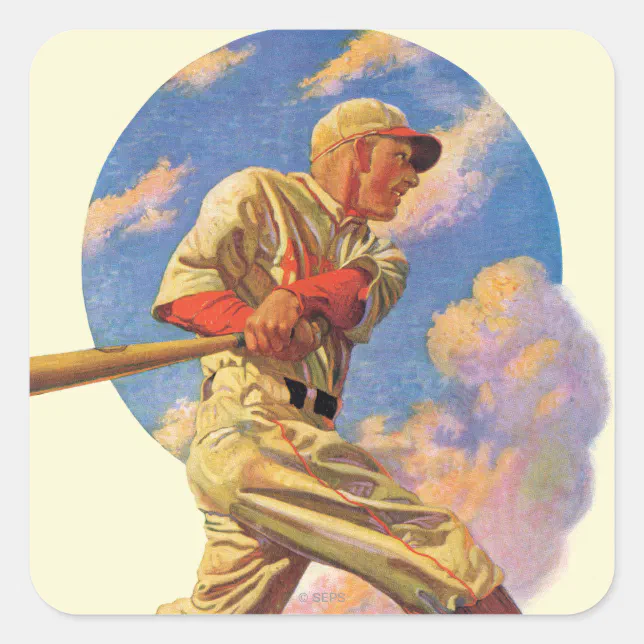 Baseball Batter Square Sticker | Zazzle