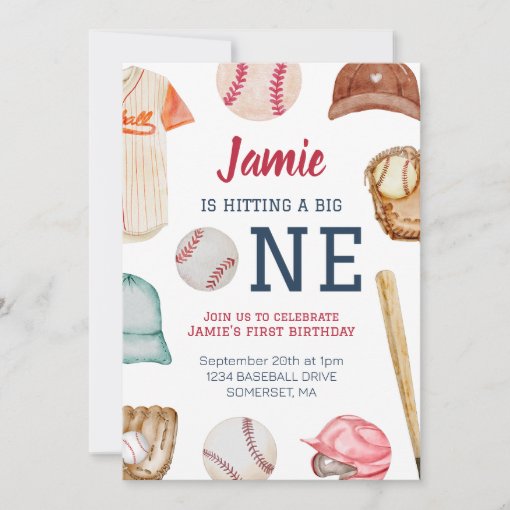 Baseball Big One Boy 1st Birthday Invitation | Zazzle