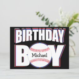 Baseball Birthday Boy Custom Baseball Player Name Card | Zazzle