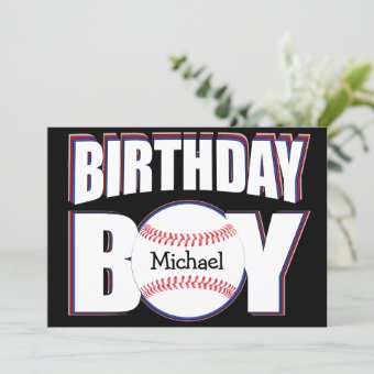Baseball Birthday Boy Custom Baseball Player Name Card | Zazzle