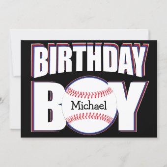 Baseball Birthday Boy Custom Baseball Player Name Card | Zazzle