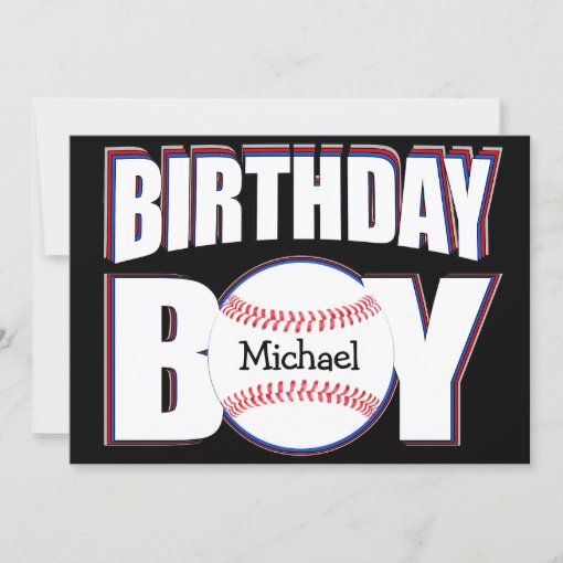 Baseball Birthday Boy Custom Baseball Player Name Card | Zazzle