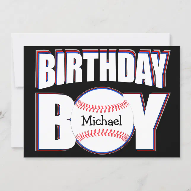 Baseball Birthday Boy Custom Baseball Player Name Card | Zazzle