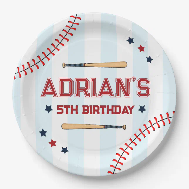 Baseball birthday boy paper plates | Zazzle