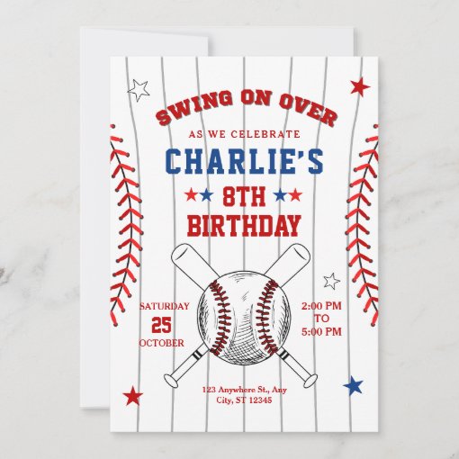 Baseball Birthday Invitation, Baseball Invite | Zazzle