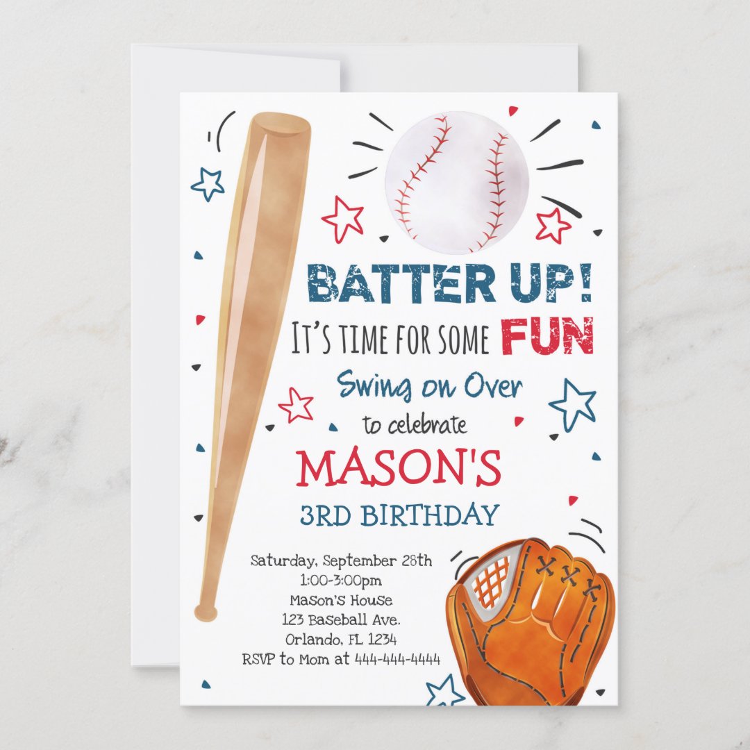 Baseball Birthday Invitation, Baseball Invites | Zazzle