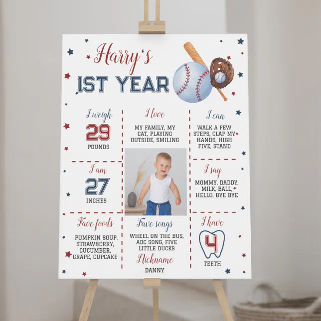 Baseball Birthday Milestone Sign Batter Up | Zazzle