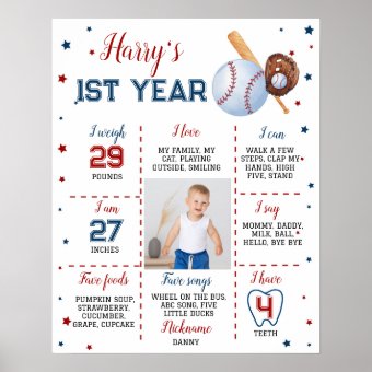 Baseball Birthday Milestone Sign Batter Up | Zazzle