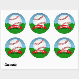 Baseball Birthday Party Classic Round Sticker | Zazzle