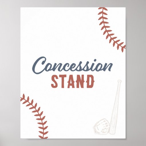 Baseball Birthday Party Concession Stand Poster | Zazzle