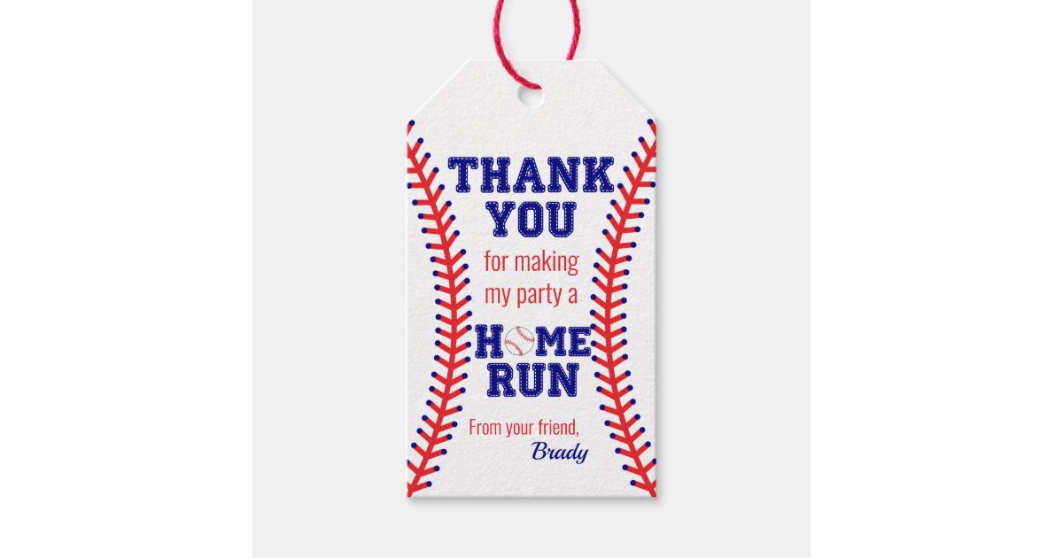 Baseball Birthday Party Sports Classic Thank You Gift Tags | Zazzle