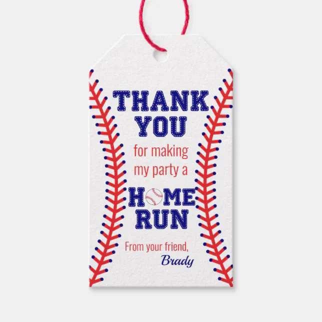 Baseball Birthday Party Sports Classic Thank You Gift Tags | Zazzle