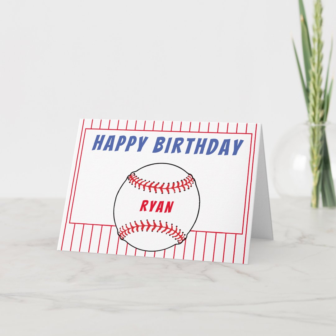 Baseball Birthday Personalized Kids Card | Zazzle