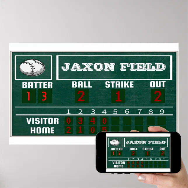 Baseball Birthday|Scoreboard|PARTY Poster | Zazzle