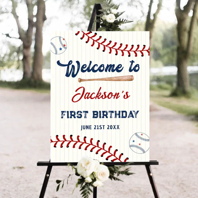Baseball Birthday Welcome Foam Board | Zazzle
