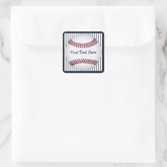 Baseball Blue Pin Stripes Personalized Square Sticker | Zazzle