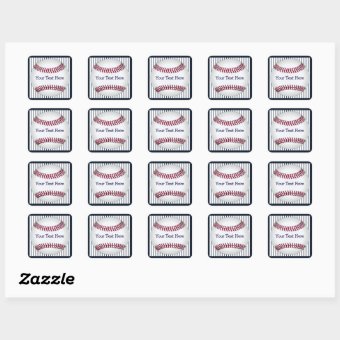 Baseball Blue Pin Stripes Personalized Square Sticker | Zazzle