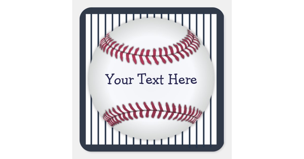 Baseball Blue Pin Stripes Personalized Square Sticker | Zazzle