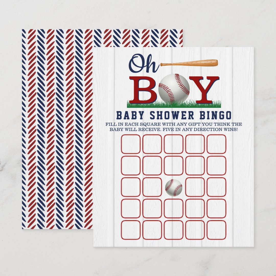 Baseball Boys Baby Shower Bingo | Zazzle