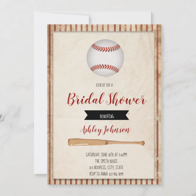 Baseball bridal shower party invitation | Zazzle